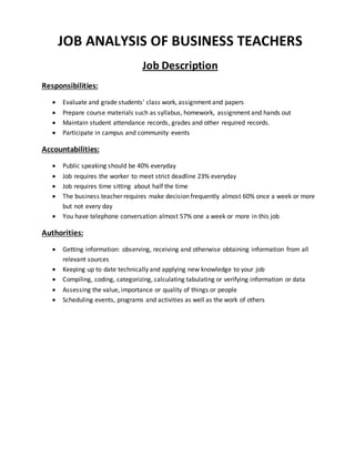 Job analysis of business teachers | DOCX