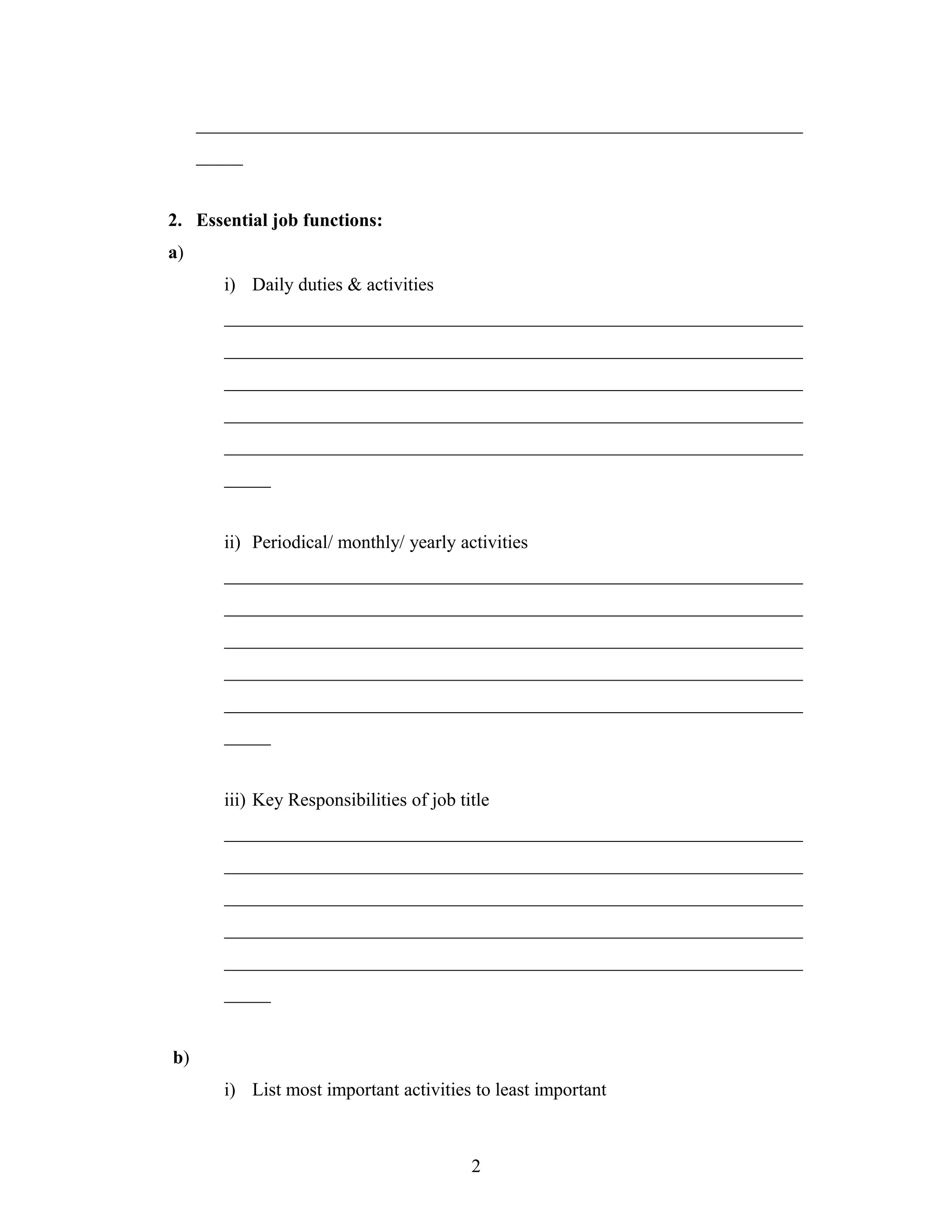 Job analysis questionnaire | DOC