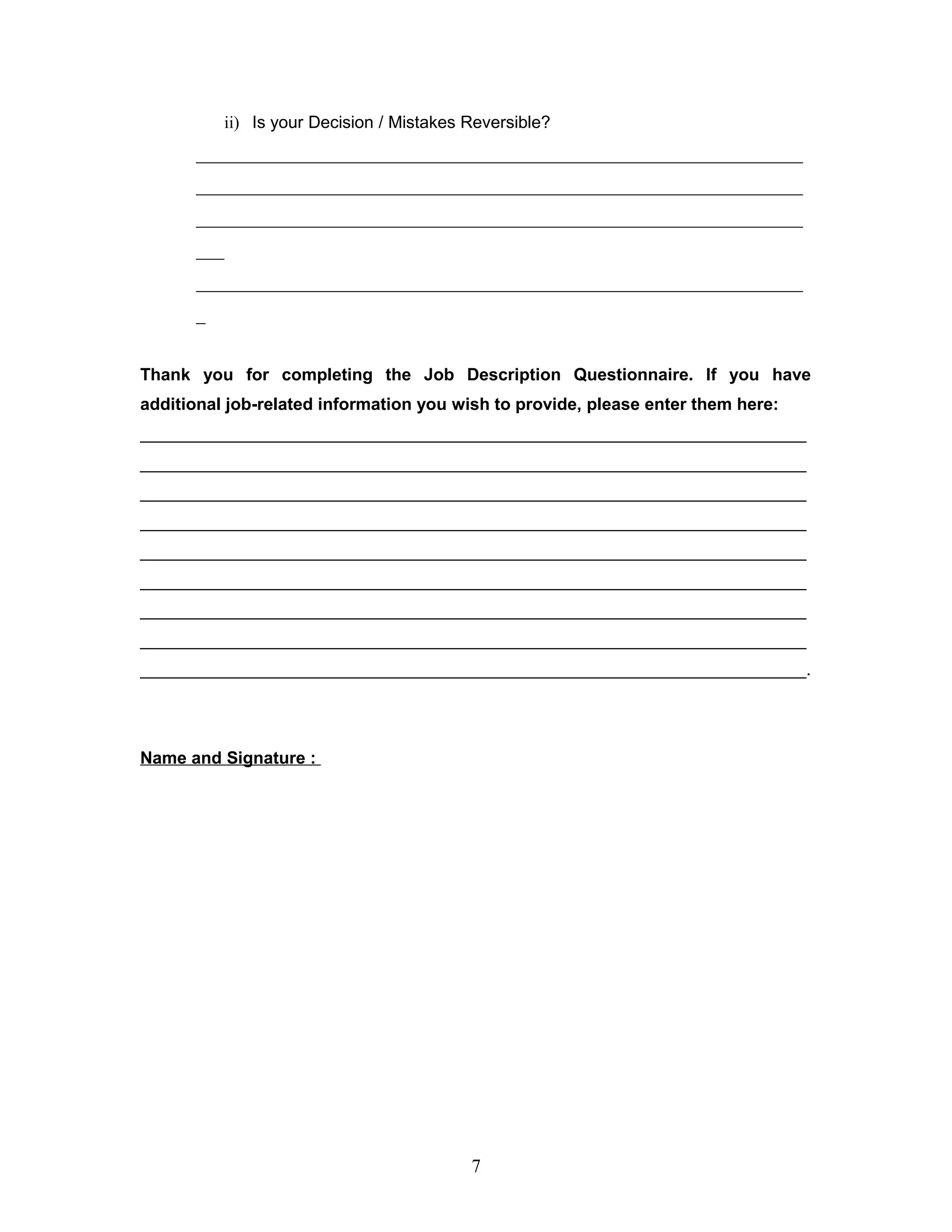 Job analysis questionnaire | DOC