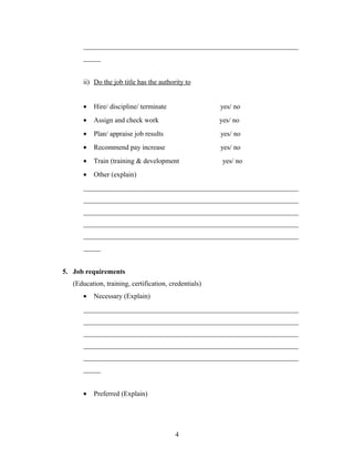 Job analysis questionnaire | DOC