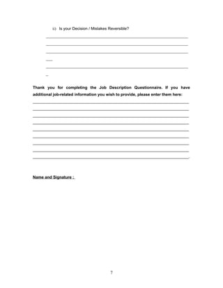 Job analysis questionnaire | DOC