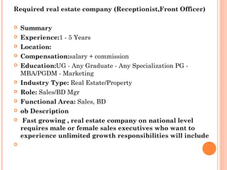 Job analysis real estate | PPT