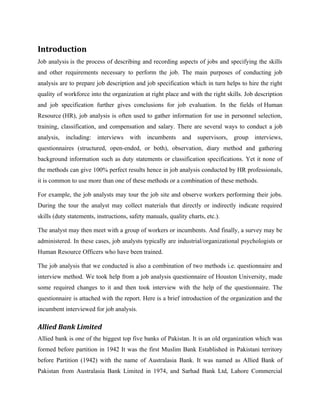 Job Analysis Report | DOC