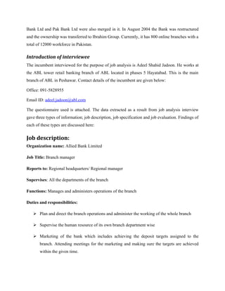 Job Analysis Report | DOC