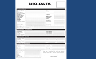 Resume, CV, BIO-DATA - Job Application | PPTX