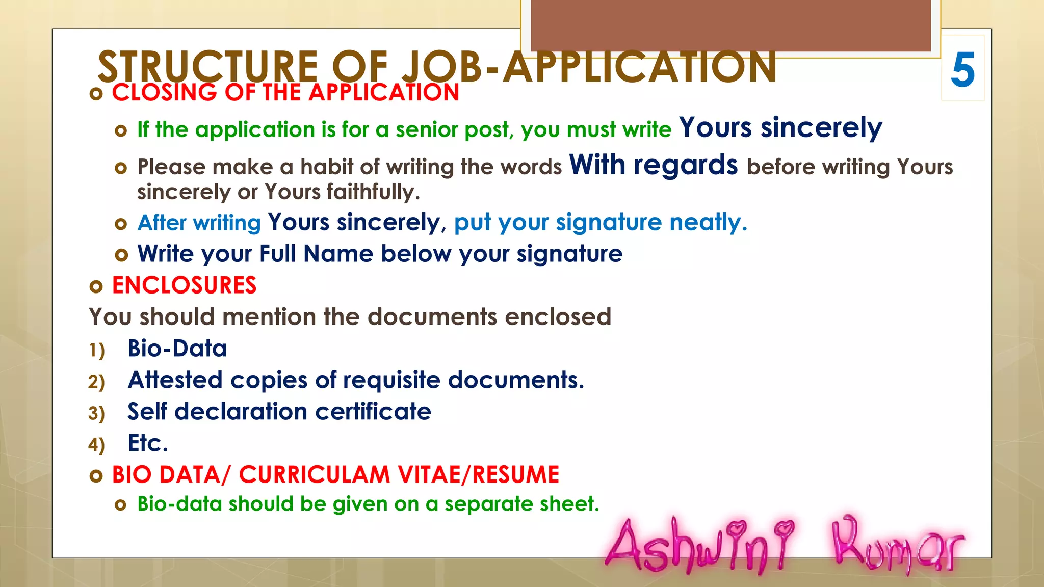 HOW TO WRITE JOB APPLICATION (Class XII) | PDF