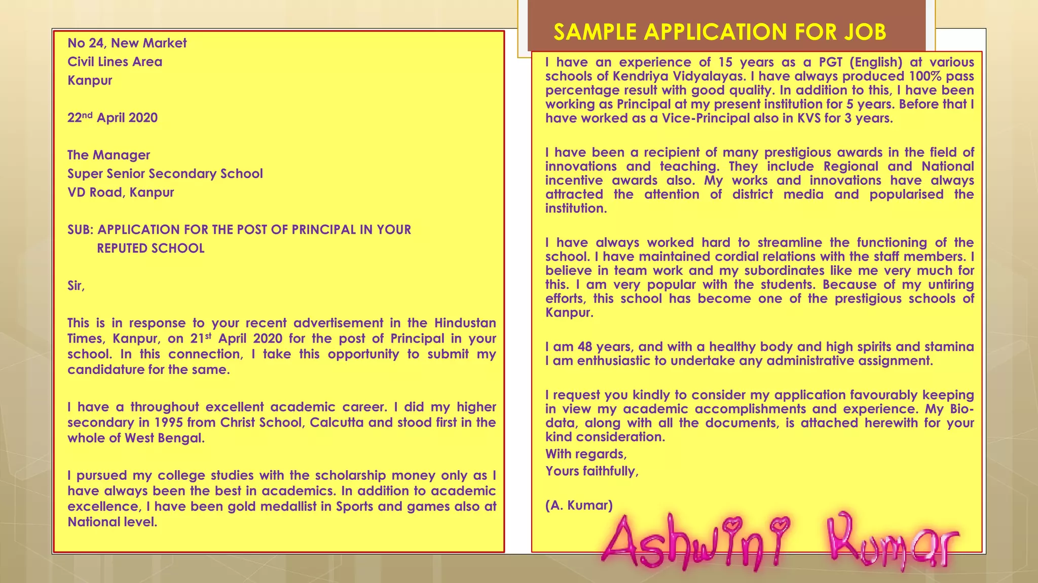 HOW TO WRITE JOB APPLICATION (Class XII) | PDF