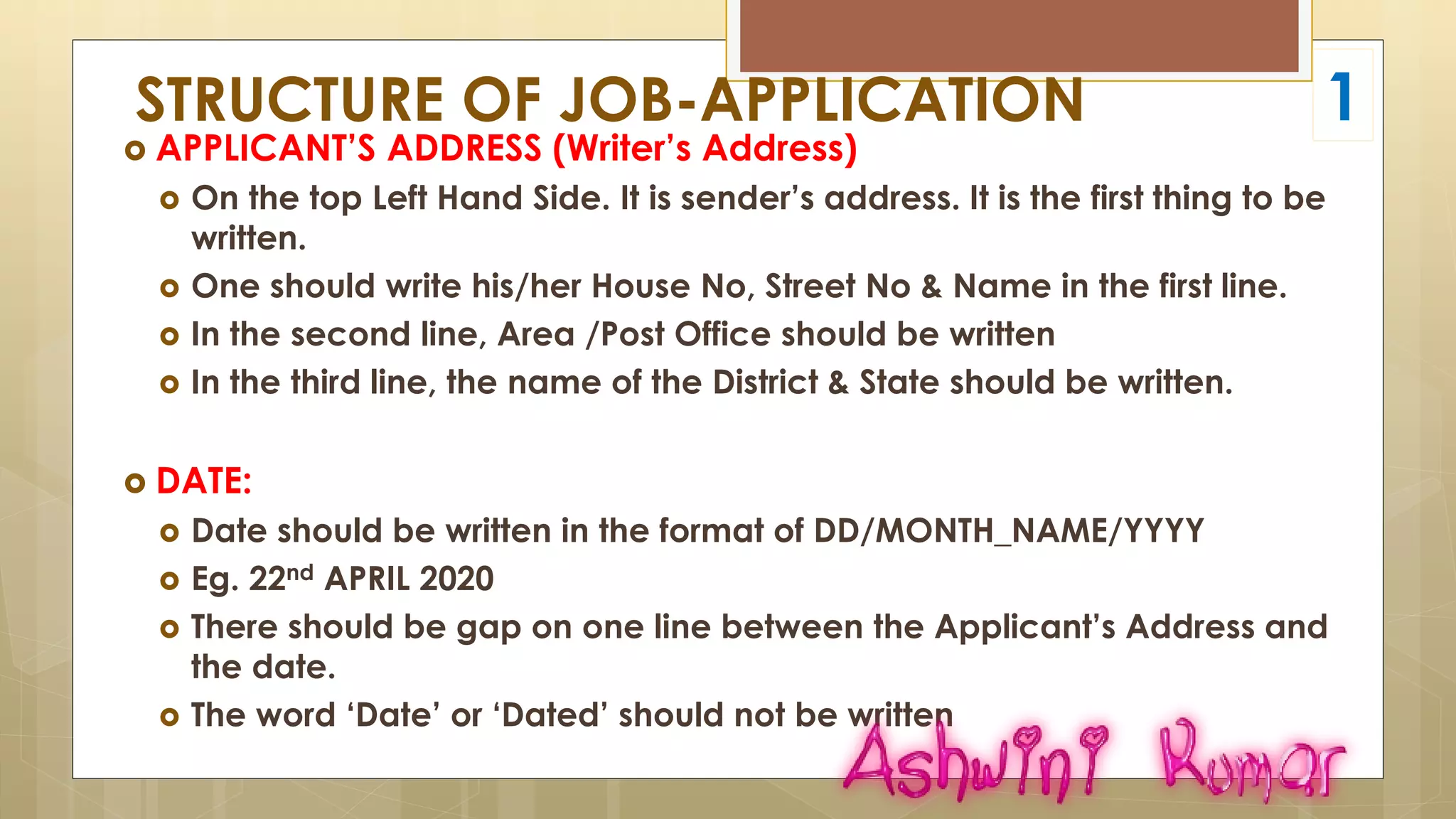 HOW TO WRITE JOB APPLICATION (Class XII) | PDF