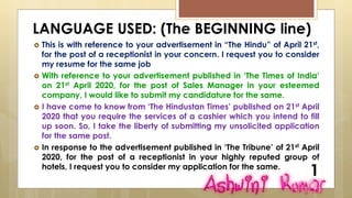 HOW TO WRITE JOB APPLICATION (Class XII) | PDF