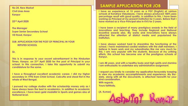 HOW TO WRITE JOB APPLICATION (Class XII) | PDF