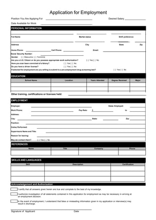 Job Application Pdf