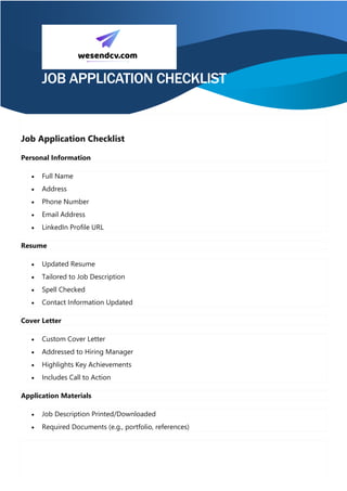 Your 7-Step Job Application Checklist: Ace Your Next Career Move | PDF