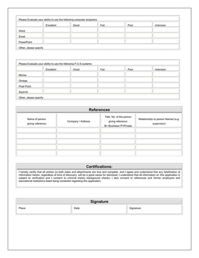 Job application form | DOCX