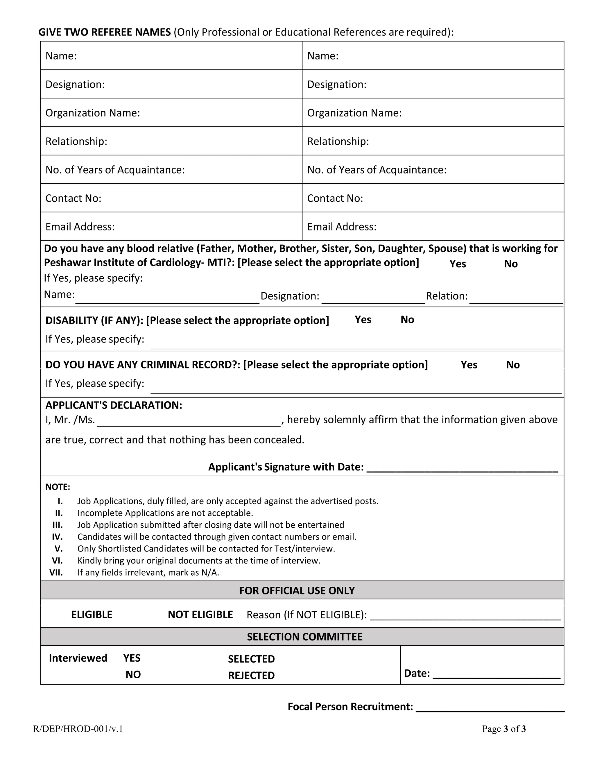 Job Application Form (1).pdf Nursing 5th samester | PDF
