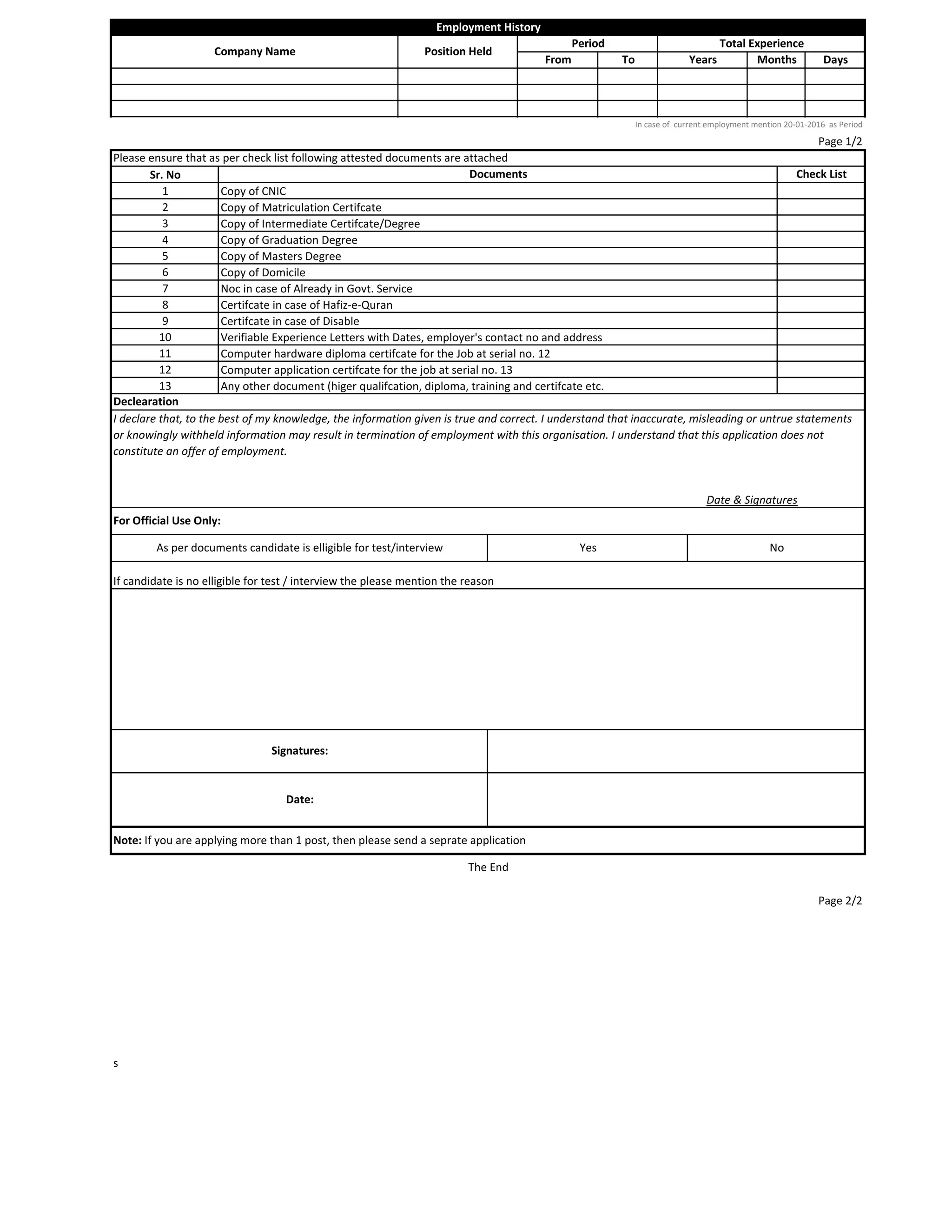 Job Application Form HISDU at Health Information & Service Delivery ...