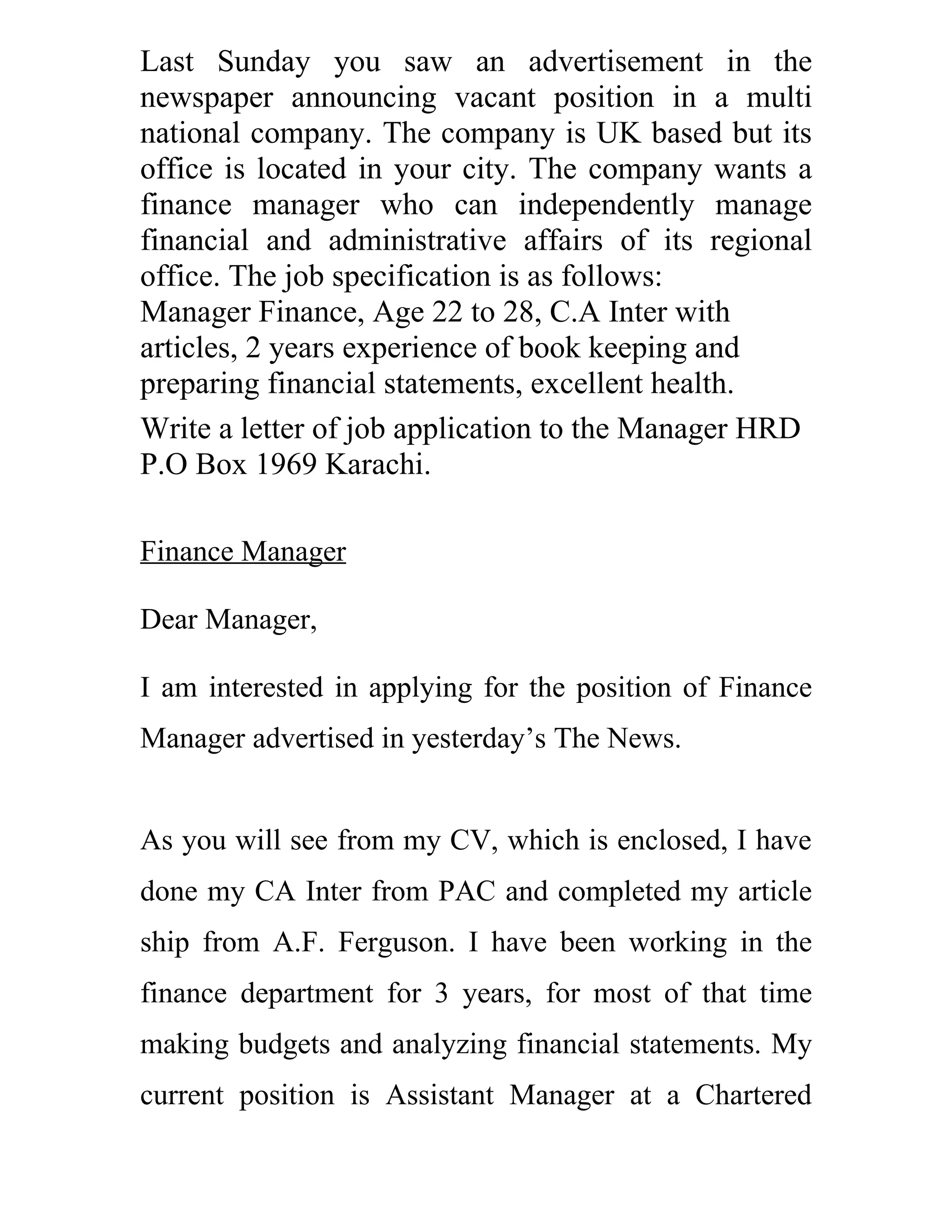 Job application letter | DOC