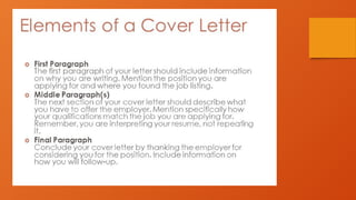 Understanding Cover Letter skills and Knowledge | PPT