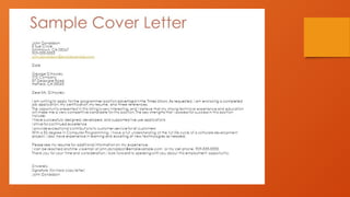 Understanding Cover Letter skills and Knowledge | PPT
