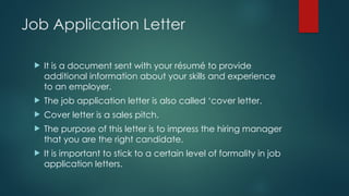 Job Application Letter principles and sample | PPTX