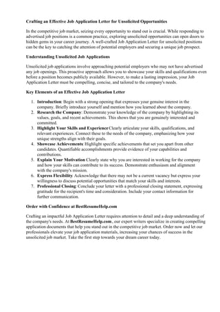 Job Application Letter Unsolicited | PDF