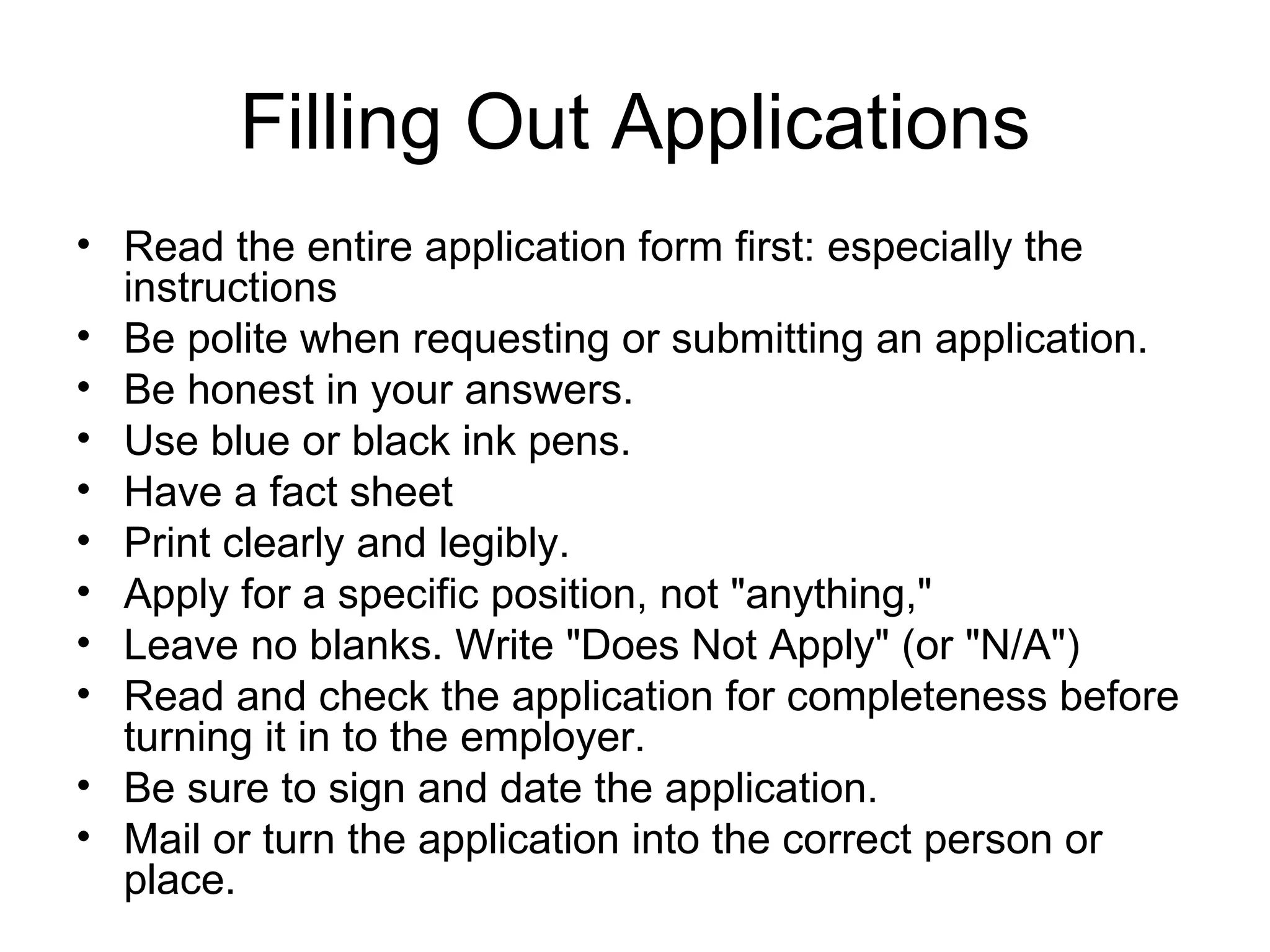 Job Applications | PPT