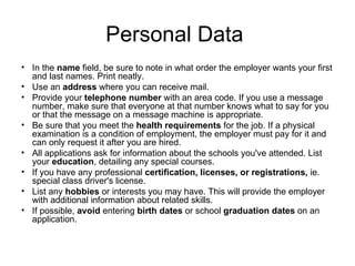 Job Applications | PPT