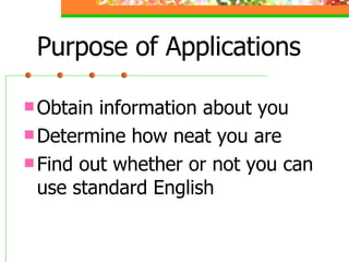 Job Applications | PPT