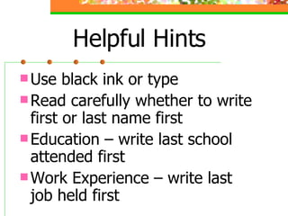 Job Applications | PPT