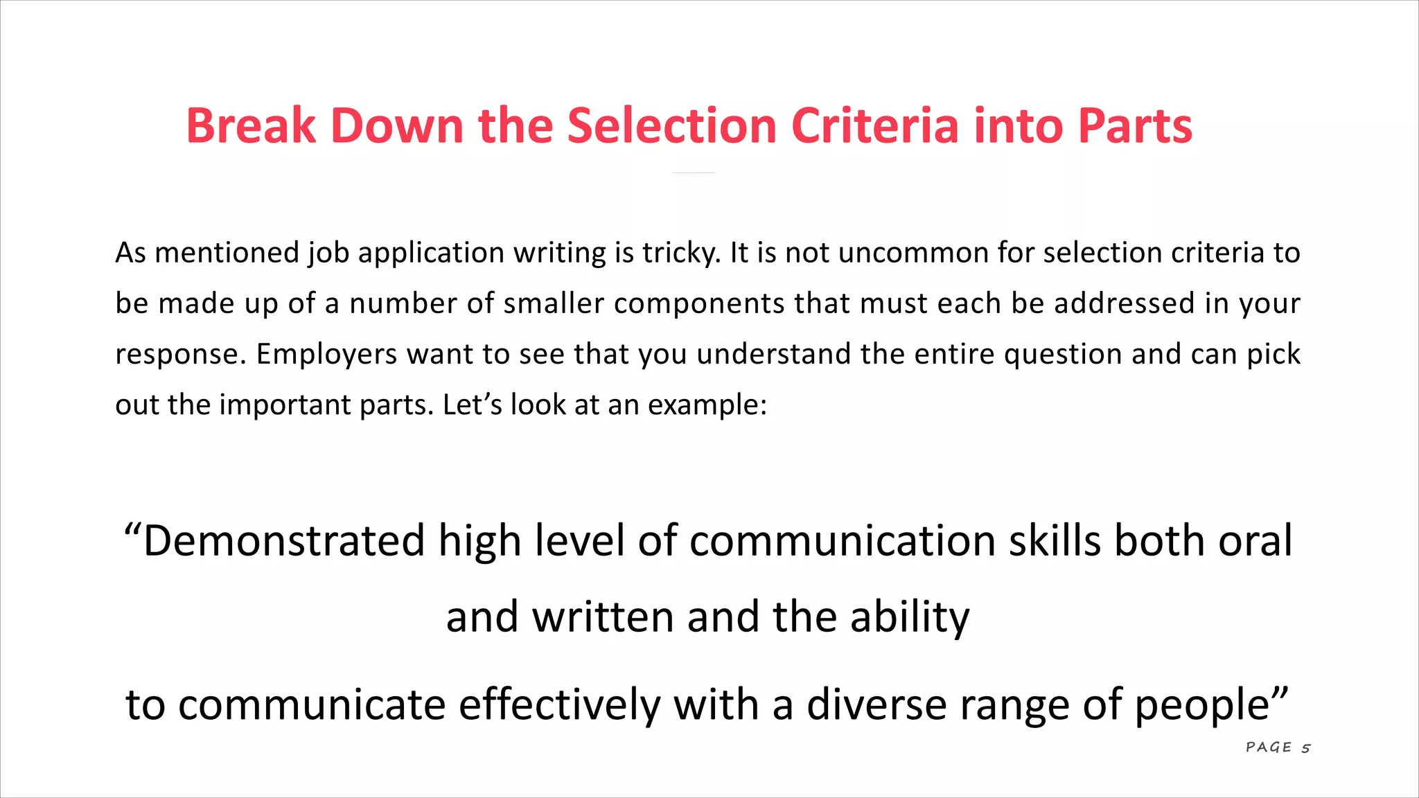 Job Application Writing – How to address selection criteria | PDF ...
