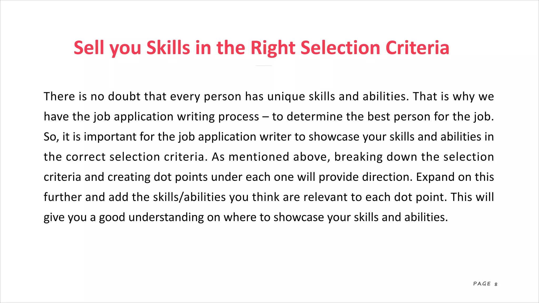 Job Application Writing – How to address selection criteria | PDF ...