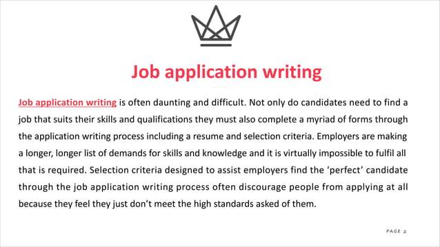 Job Application Writing – How to address selection criteria | PDF ...