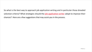 Job Application Writing – How to address selection criteria | PDF ...