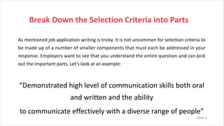 Job Application Writing – How to address selection criteria | PDF ...