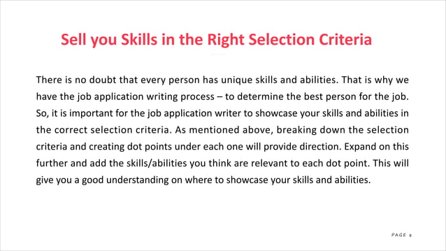 Job Application Writing – How to address selection criteria | PDF ...