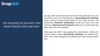 Job Apps: A New Approach to Finding the Right Side Jobs | PPT