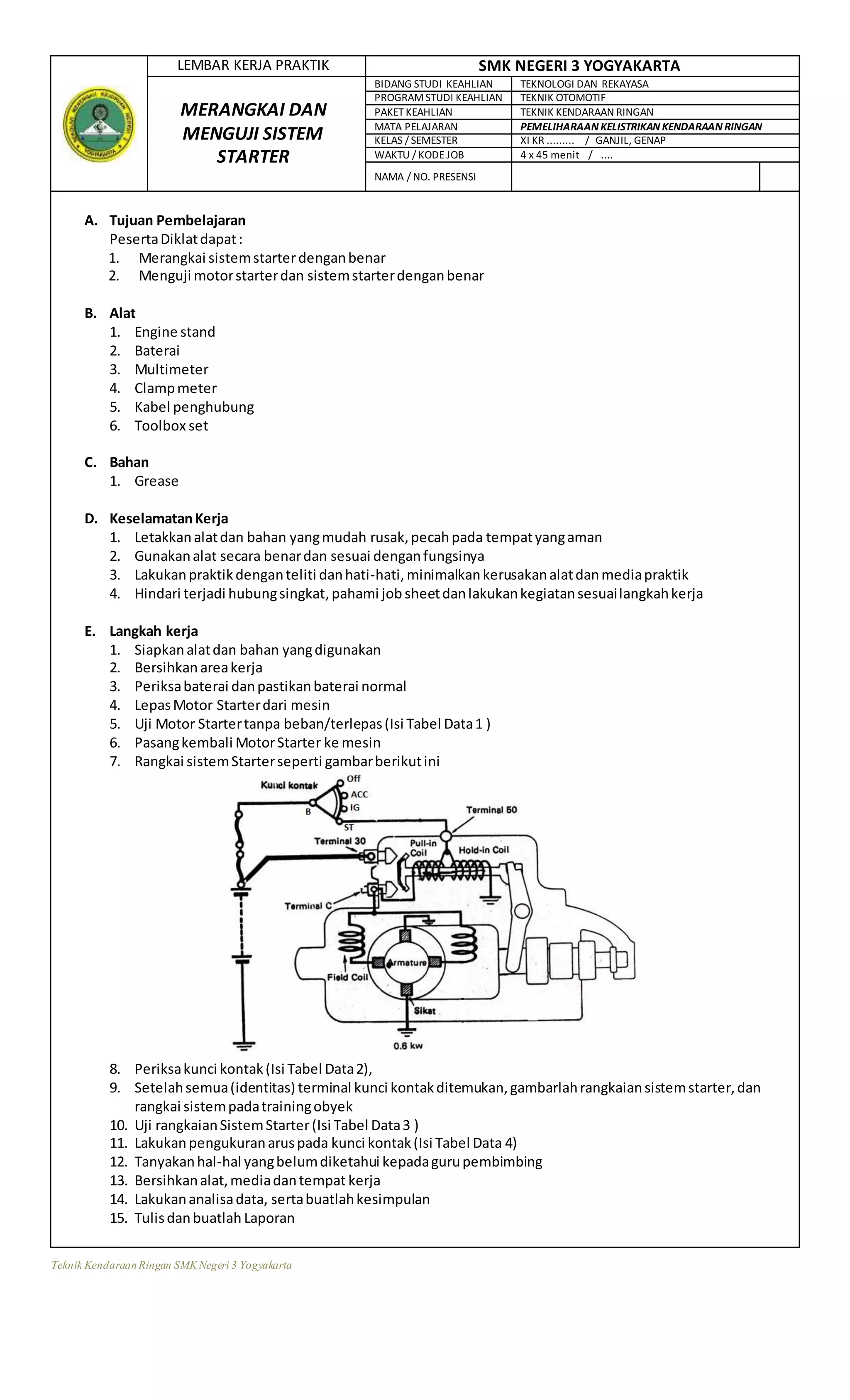 menguji sistem starter | PDF