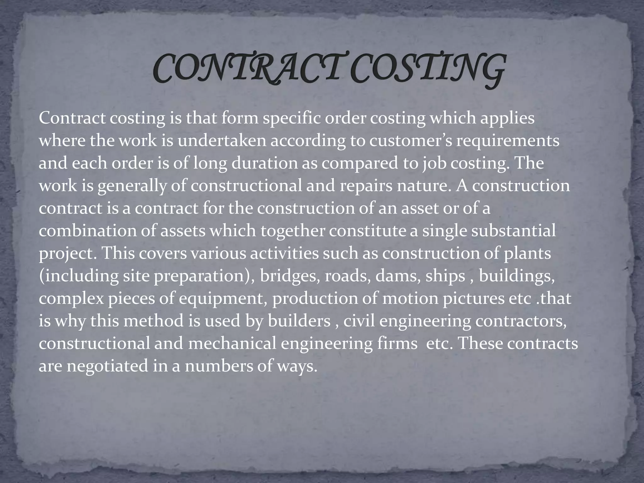 Job,batch and contract costing | PPTX
