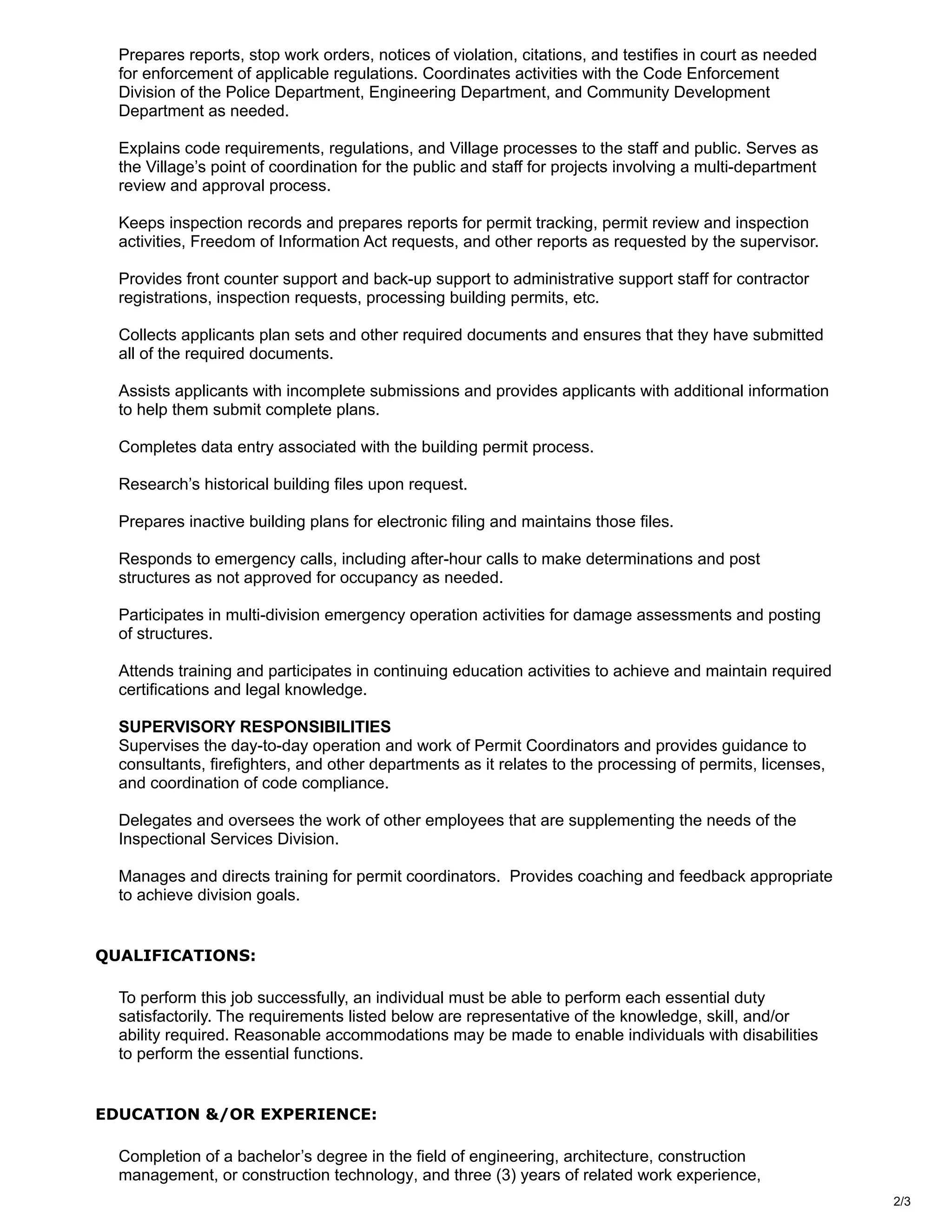 Village of Hanover Park Plan Reviewer/Project Coordinator | PDF