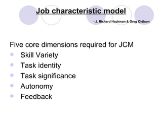 Five Dimensions Of Job Characteristics Theory