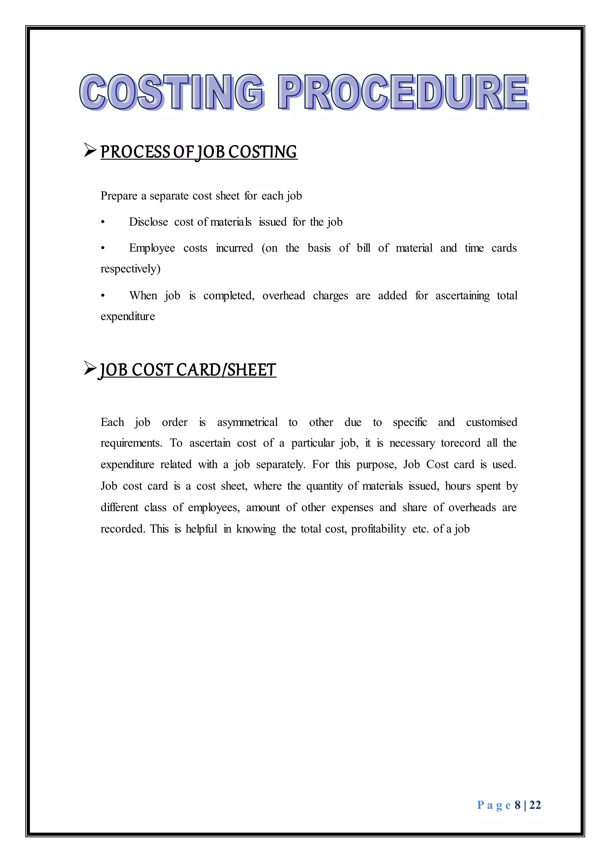 Job costing | DOCX