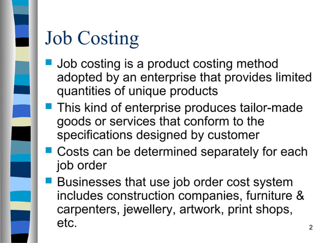 Job costing slides | PPT