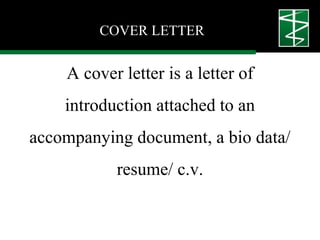 Job Cover letter Presentation.ppt