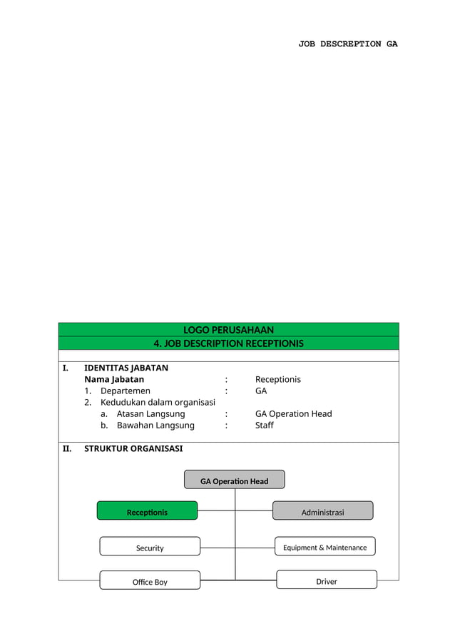JOBDESC GA DENGAN KPI.docx lengkap sekali | PDF