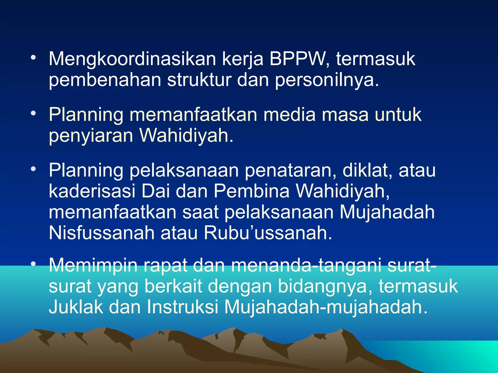 JOB DESCRIPTION DPW & DPC PENYIAR SHOLAWAT WAHIDIYAH | PPT