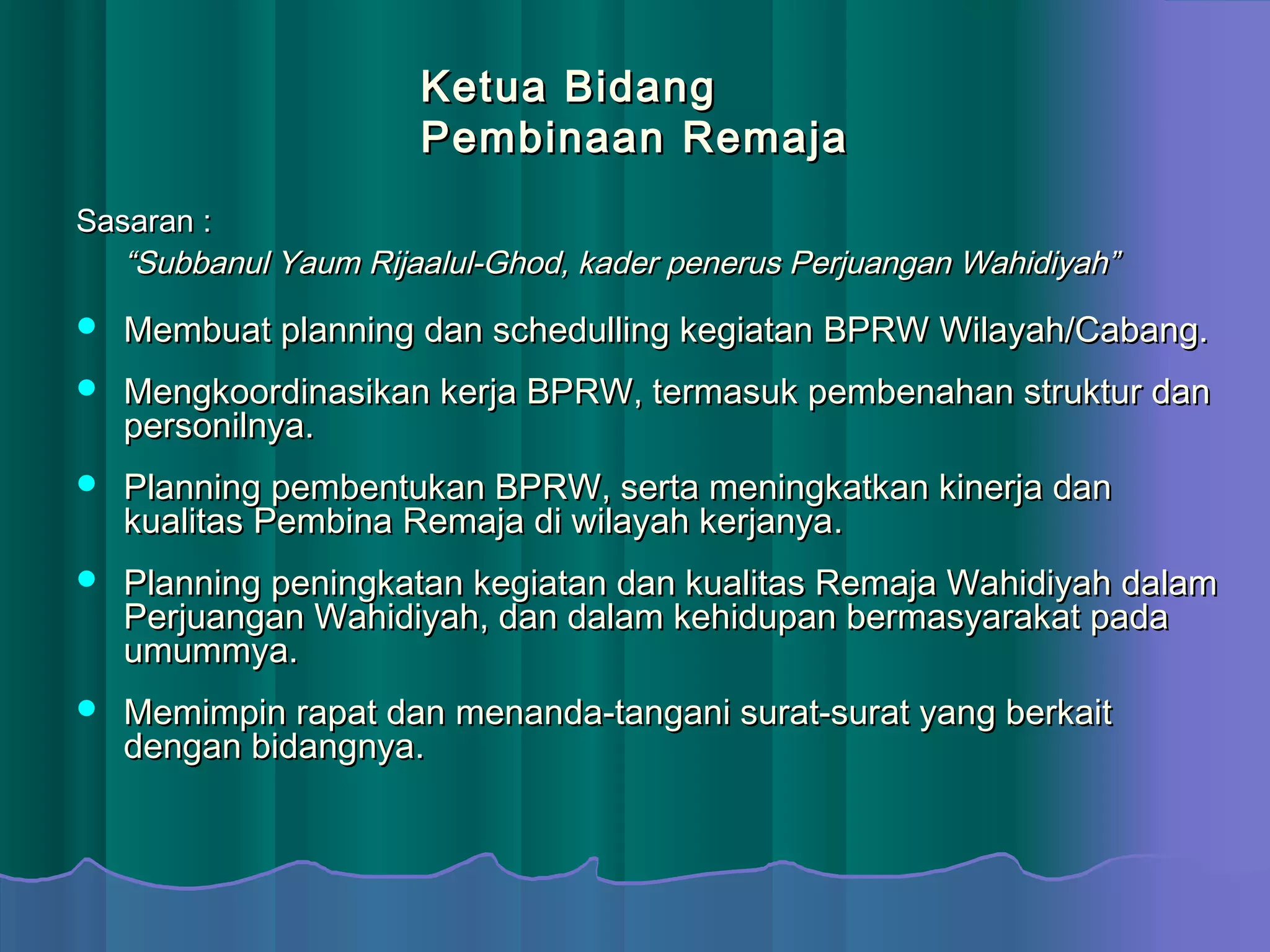 JOB DESCRIPTION DPW & DPC PENYIAR SHOLAWAT WAHIDIYAH | PPT