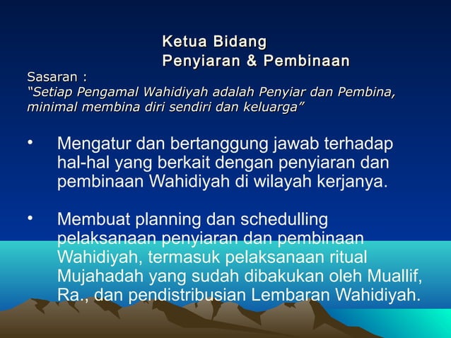 JOB DESCRIPTION DPW & DPC PENYIAR SHOLAWAT WAHIDIYAH | PPT