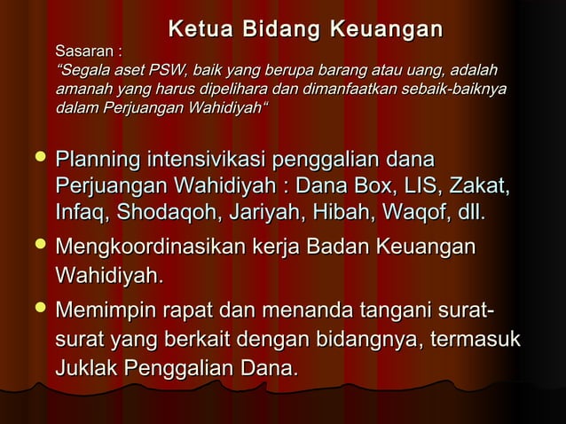 JOB DESCRIPTION DPW & DPC PENYIAR SHOLAWAT WAHIDIYAH | PPT