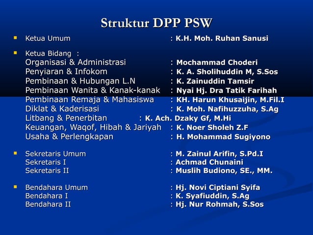 JOB DESCRIPTION DPW & DPC PENYIAR SHOLAWAT WAHIDIYAH | PPT