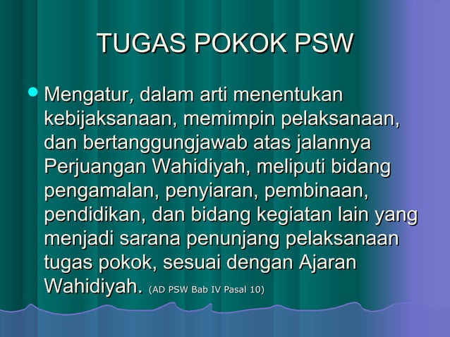 JOB DESCRIPTION DPW & DPC PENYIAR SHOLAWAT WAHIDIYAH | PPT
