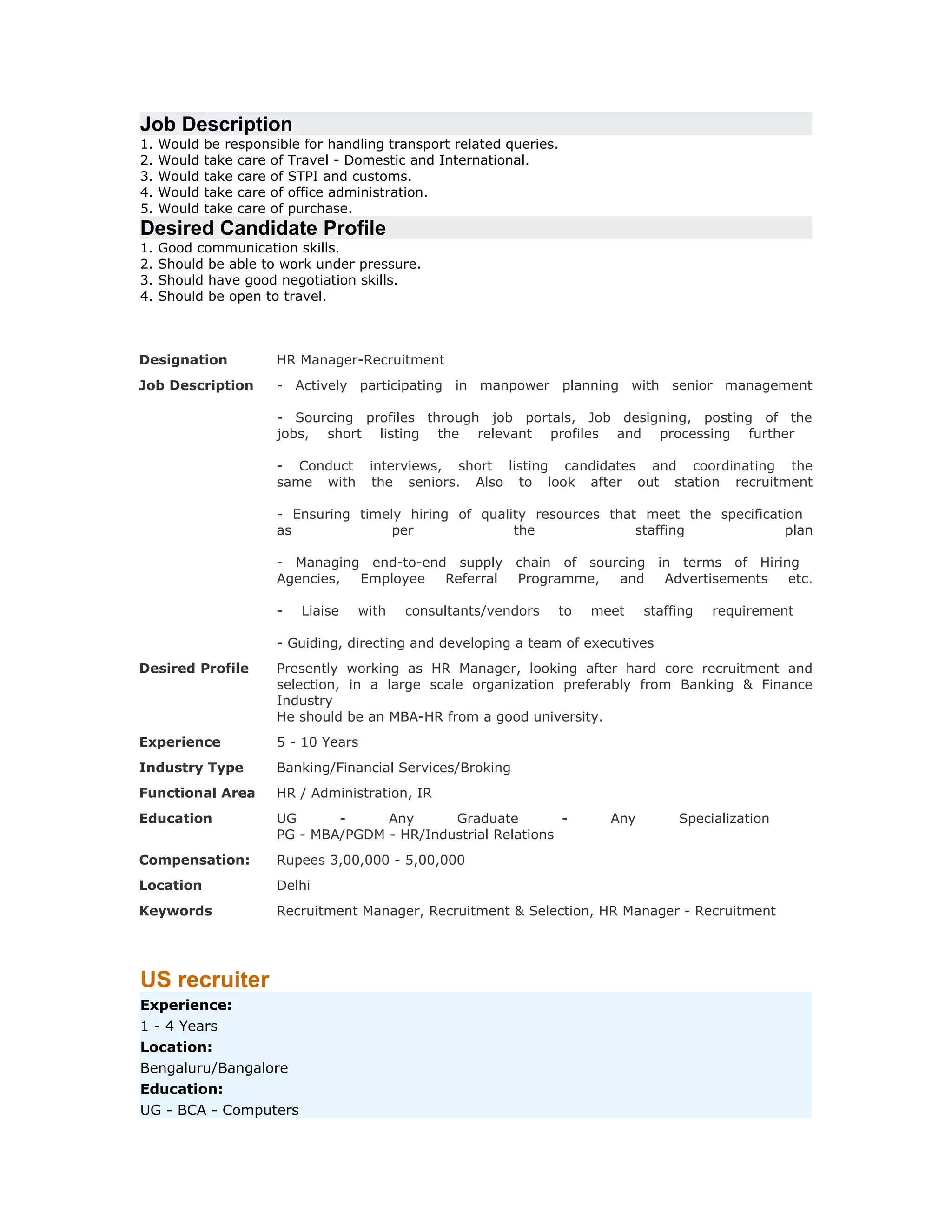 What Does HR do - Job Descriptions | DOC